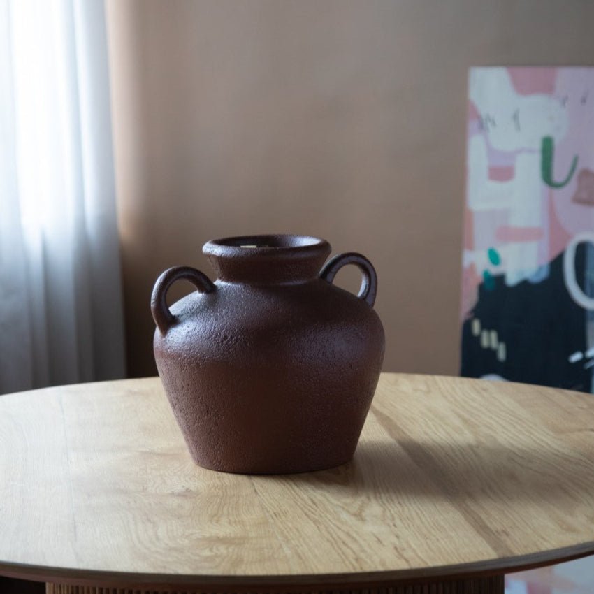 Terra Flower Vase – Sculptural Brown Accent | Popyuli
