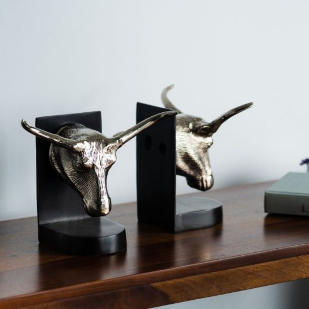 Buy Bull Metal Bookend Online In India | Popyuli